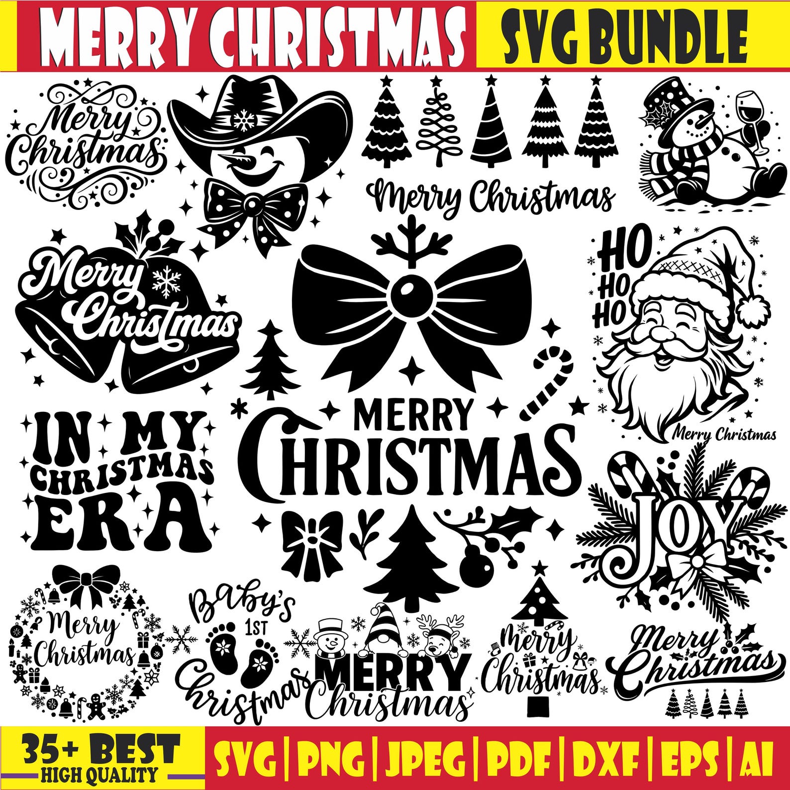 Christmas SVG Bundle: 35+ Festive Designs (digital Download) - Etsy