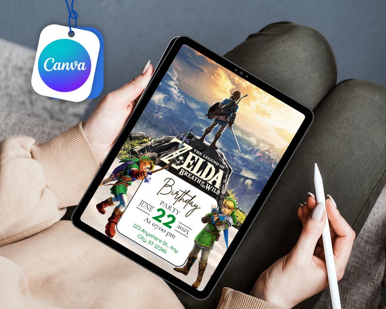Legend of Zelda Birthday Invitation: Editable Gamer Party Invite ...