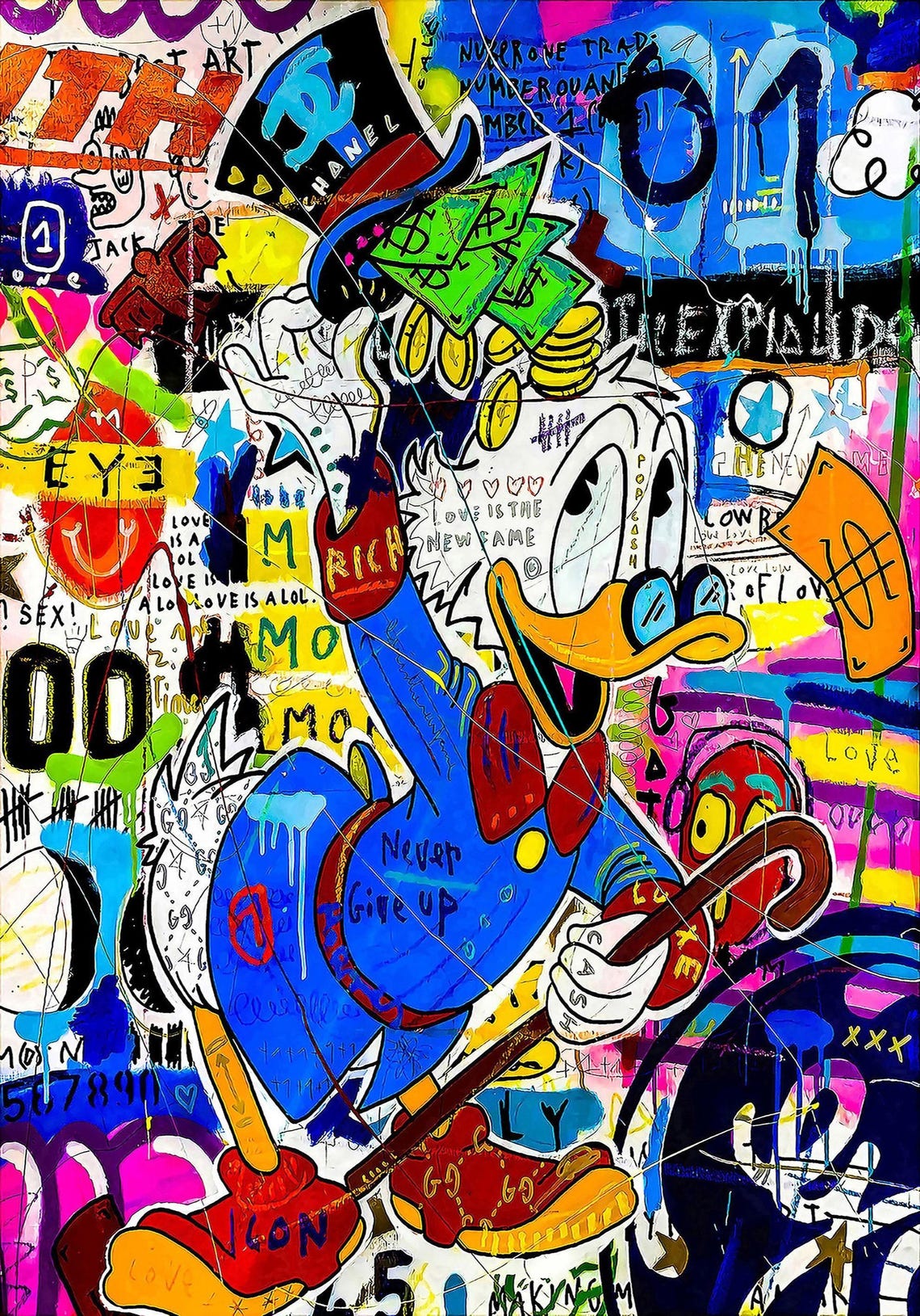 Donald Duck Graffiti Art Canvas: Alec Monopoly Style Pop Art - Etsy