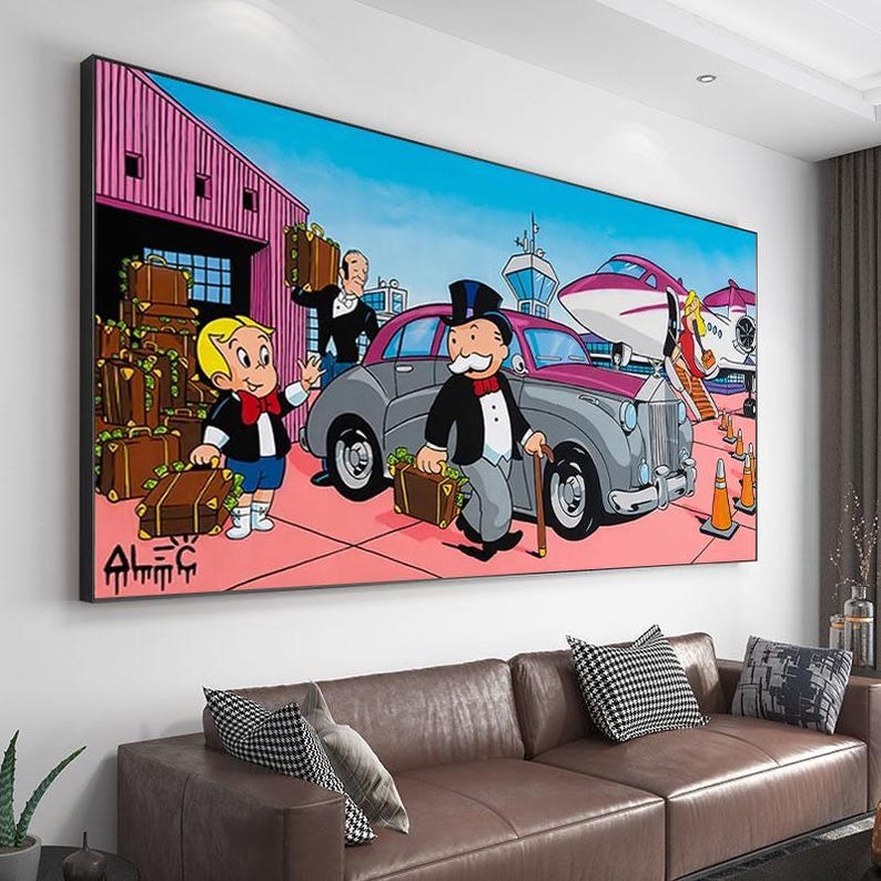 Alec Monopoly - Private Jet Graffiti Art Canvas Paintings Cartoon Anime ...