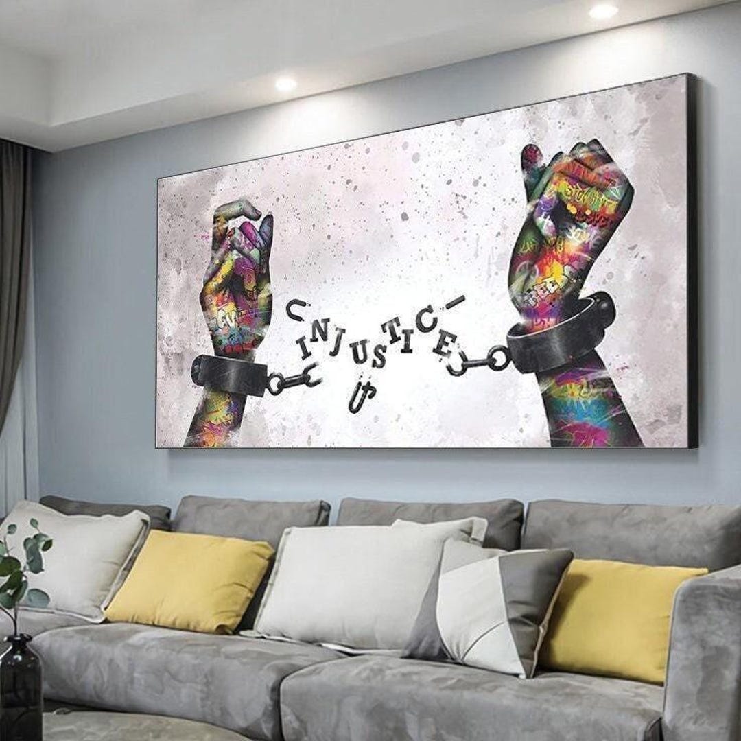 Graffiti Art Canvas Print: Banksy Style 'injustice' Painting - Etsy