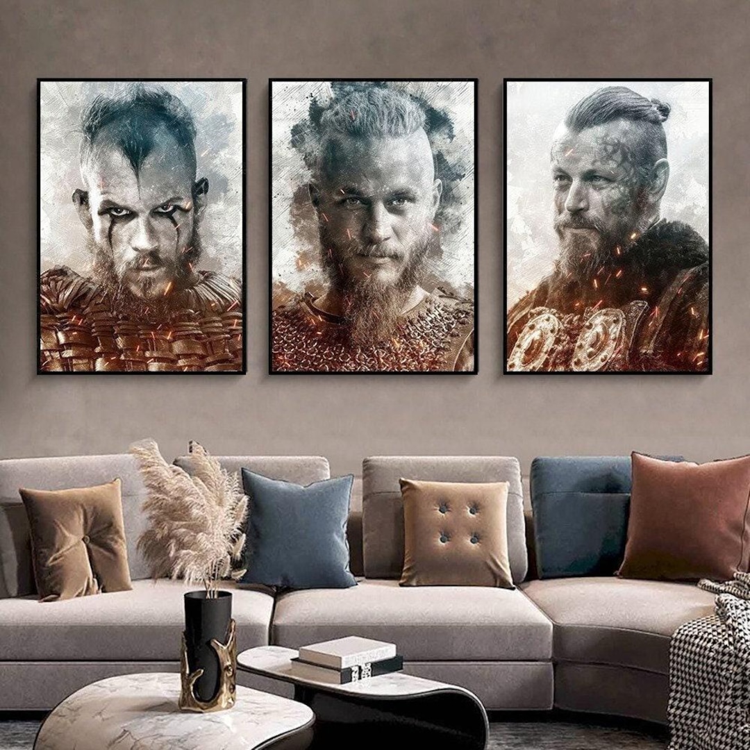 Vikings Movie Mural Ragnar Lothbrok Floki King Harald Portrait Canvas ...