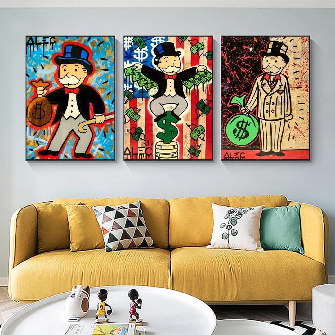 Alec Monopoly Graffiti Art Canvas Print: Modern Street Art Home Decor ...