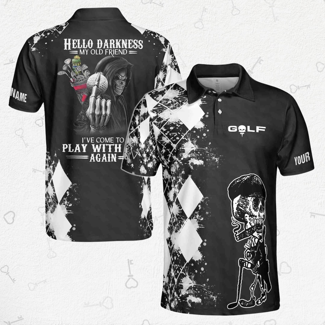 Grim Reaper Golf Polo: Gothic Skeleton, Custom Name Option - Etsy