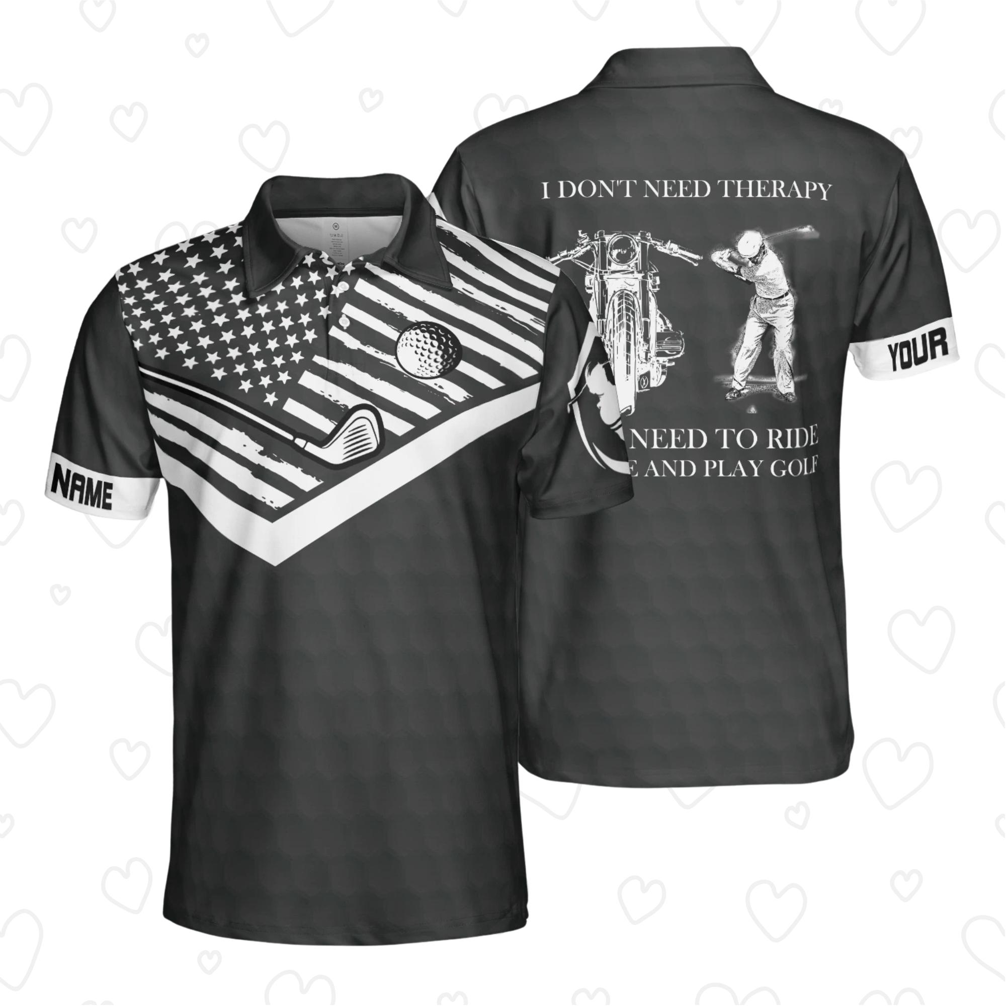 Motorcycle Golf Polo Shirt: American Flag Biker Design - Etsy