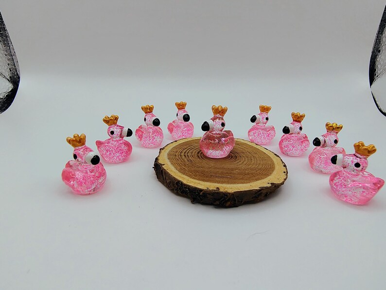 Mini Glitter Crowned Flamingo Set of 4/10 Resin Flamingos With or ...