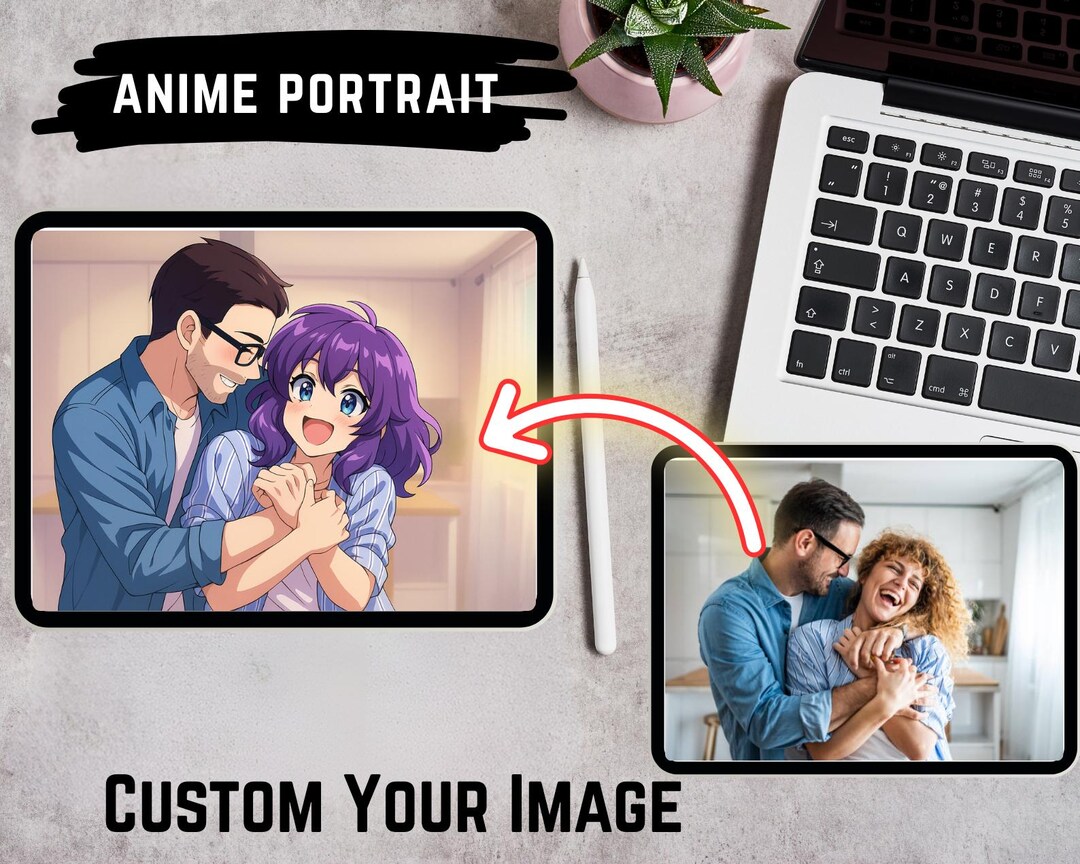 Custom Anime Cartoon Portrait From Photo Personalized Digital Artwork ...