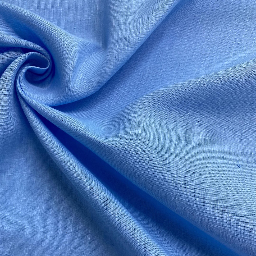 Sky Blue 100% Pure Linen Fabric by the Yard –breathable Natural Linen ...