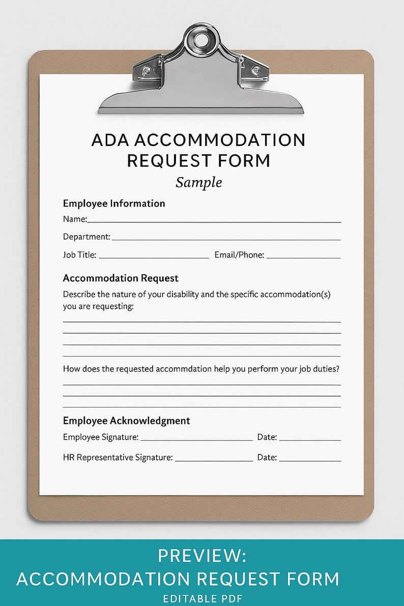 Editable Accommodation Template Bundle | HR Compliance Toolkit With ...
