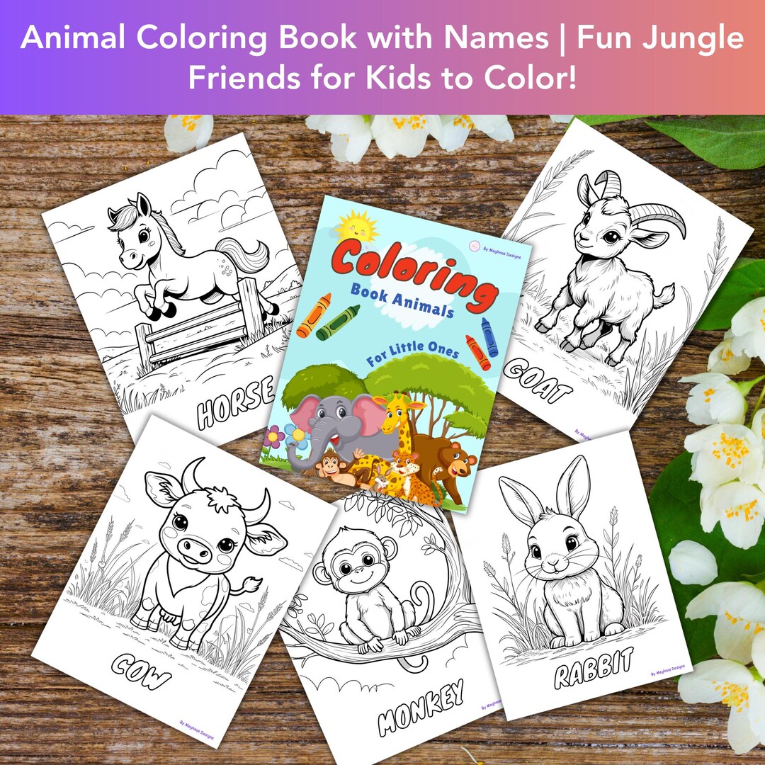 Animal Coloring Book With Names for Kids Ages 3-8 | Printable Jungle ...