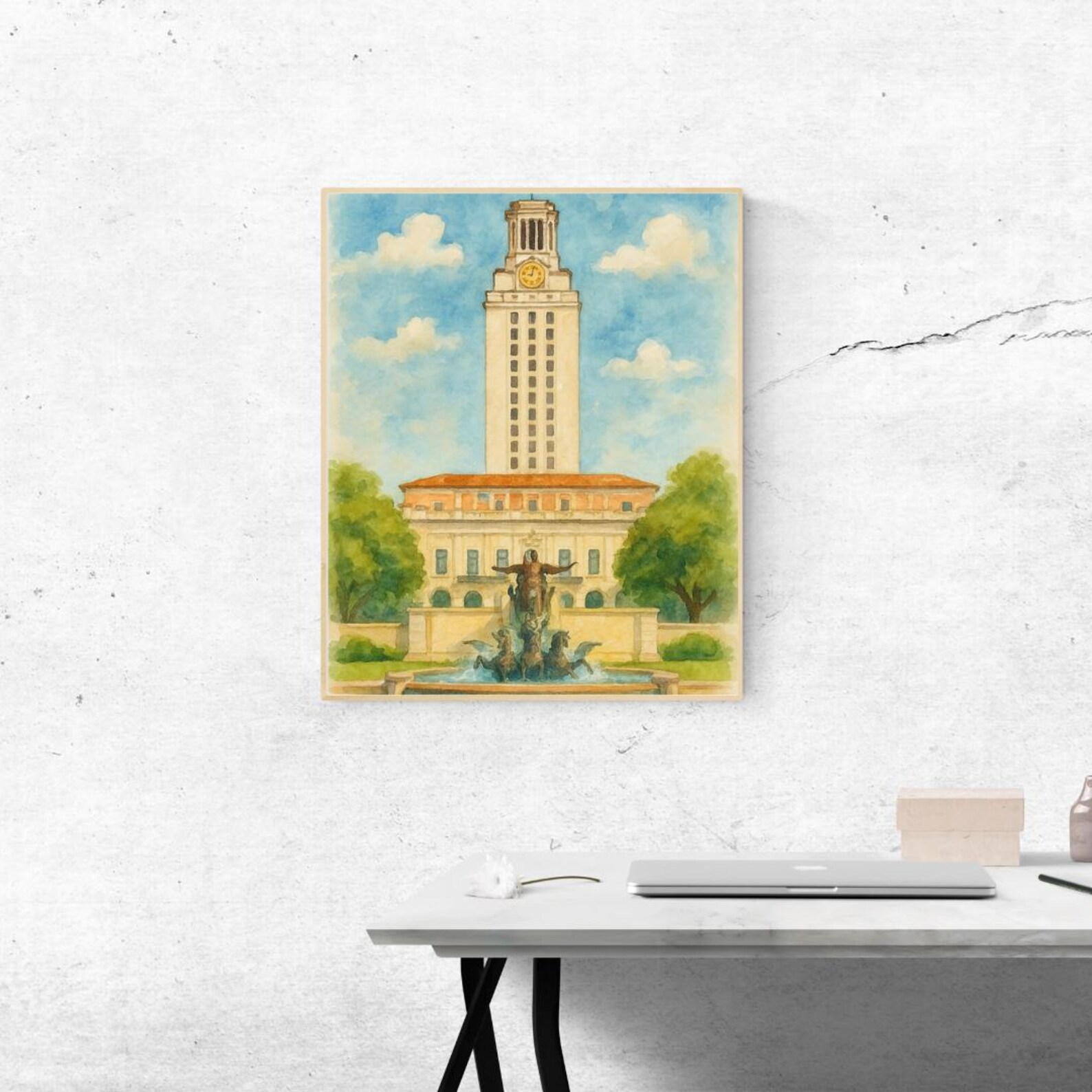 UT Tower Watercolor Art Print: Austin Texas Landmark (downloadable Jpgs ...