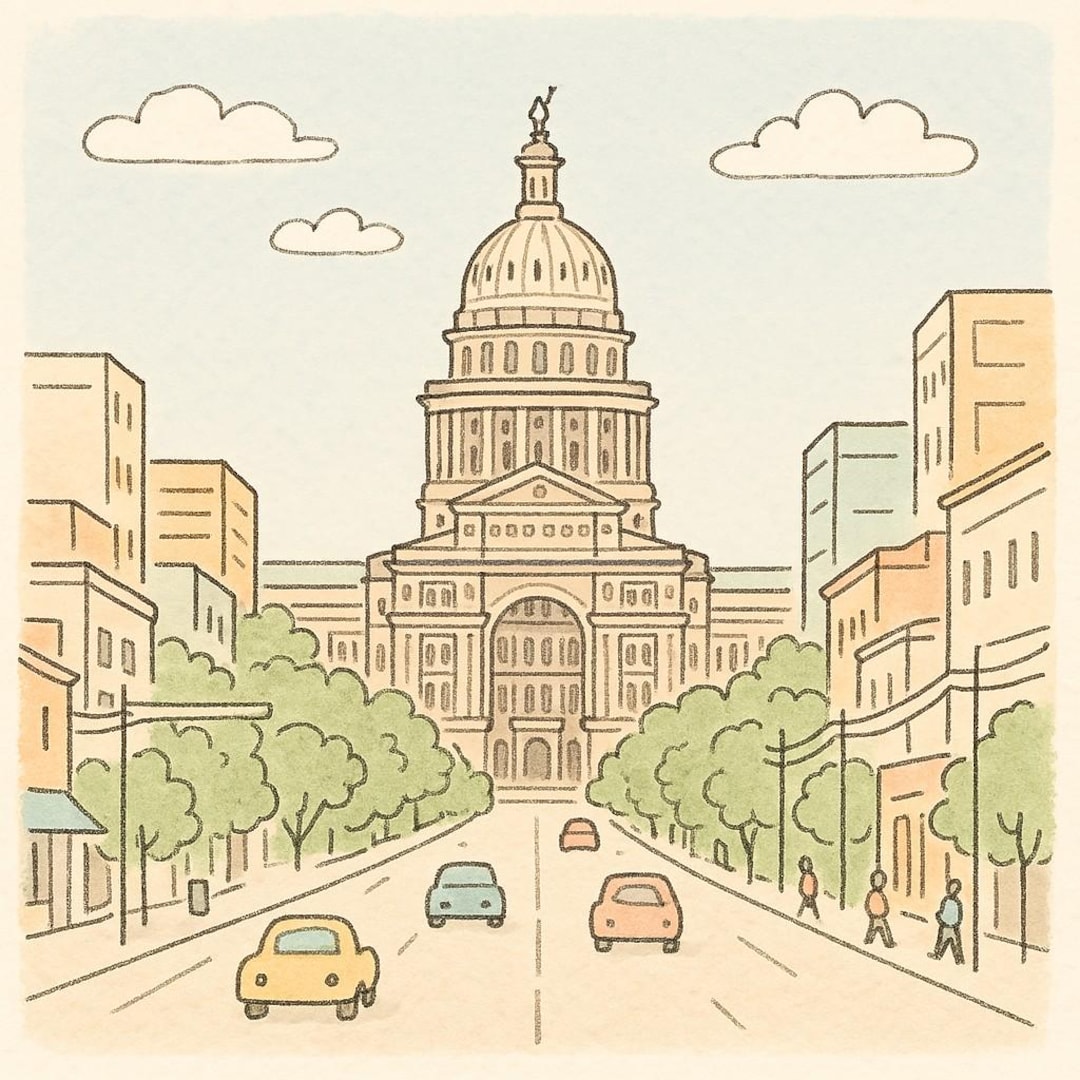 Texas State Capitol Art Print: Austin Line Drawing (digital ...