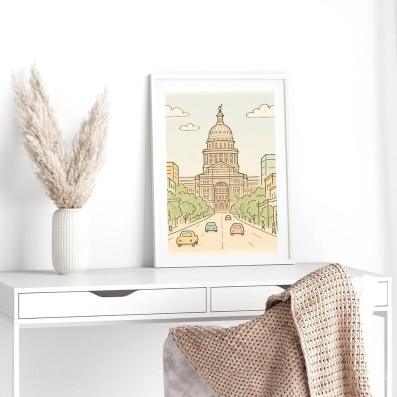 Texas State Capitol Art Print: Austin Line Drawing (digital ...