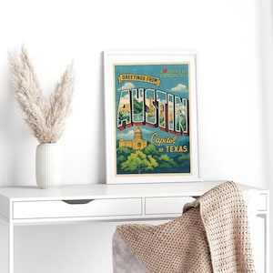 Austin Travel Poster: Retro Texas Art Print (digital Download) - Etsy