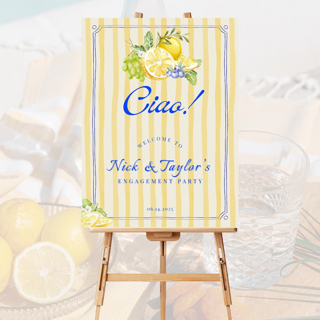 Italian Summer Themed Welcome Sign for Engagement Party, Bridal Shower ...