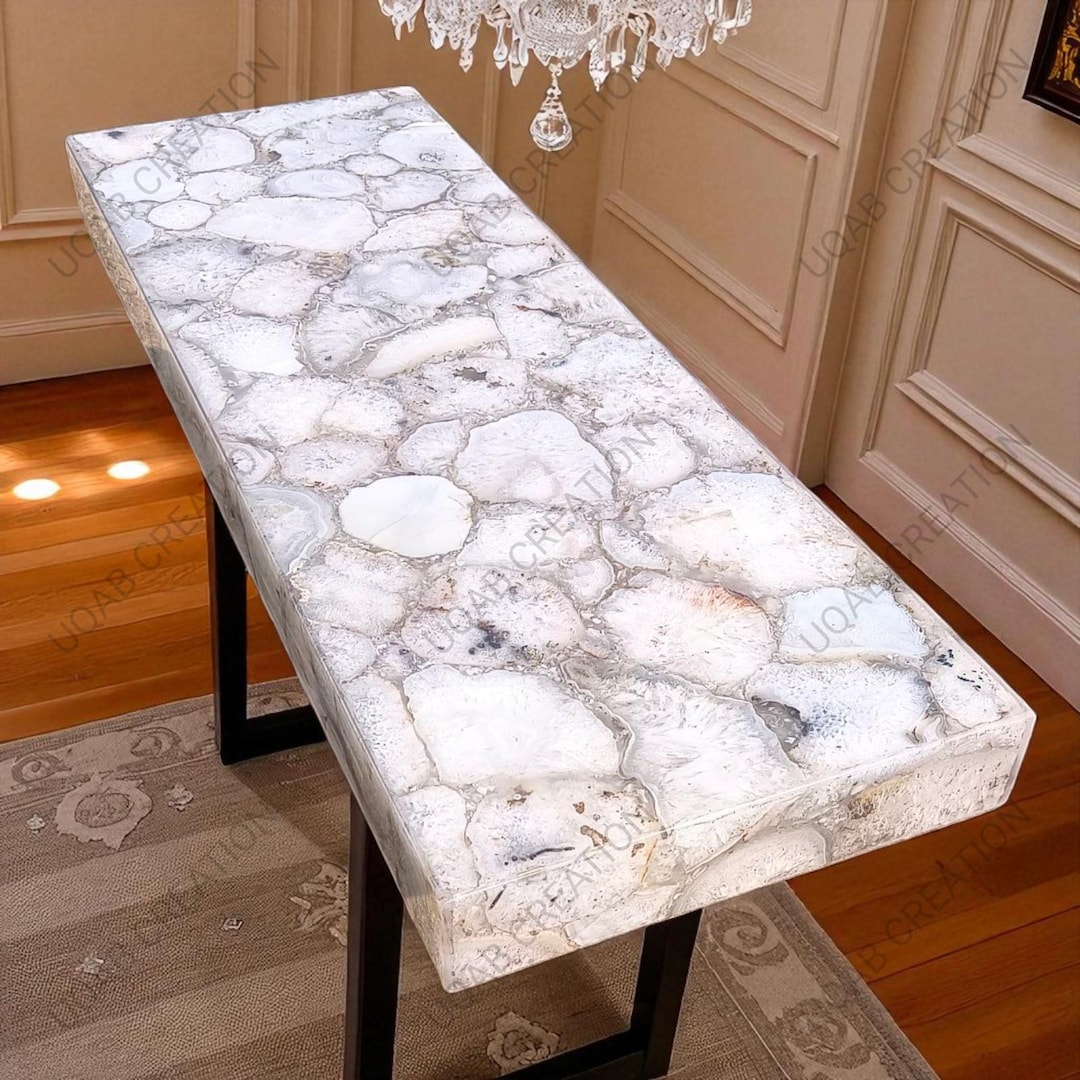 Handmade White Agate Stone Console Table of Timeless Elegance ...