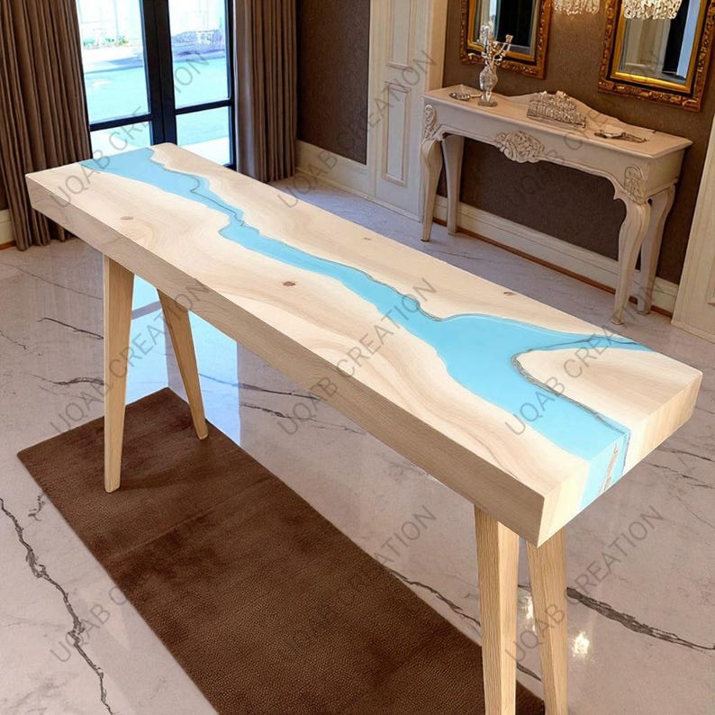 Handcrafted Sky Blue Console Table: Rustic Modern Entryway Furniture - Etsy
