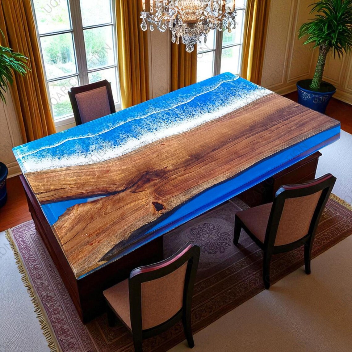 Handmade Aqua Blue Ocean Epoxy Table – Serene Coastal Beauty in Resin ...