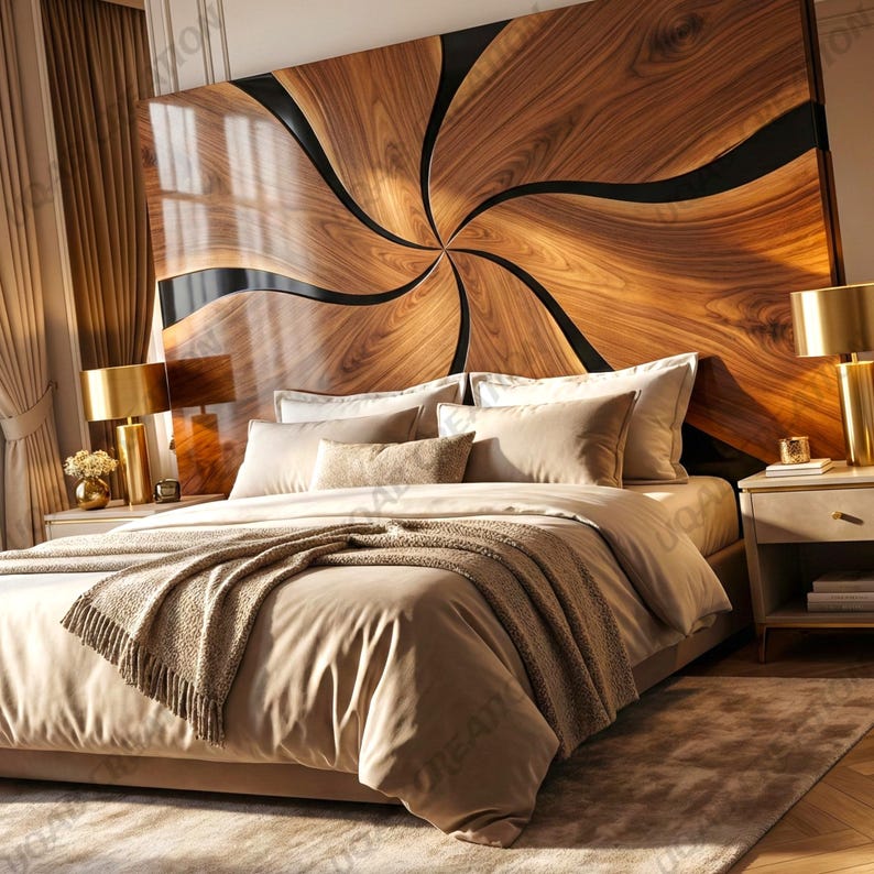 Handmade Black Epoxy Resin Headboard | Solid Wood Bed Headboard ...