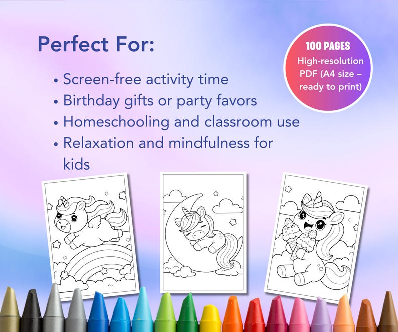 100 Cute Unicorn Coloring Pages for Kids - Printable PDF | Unicorn ...