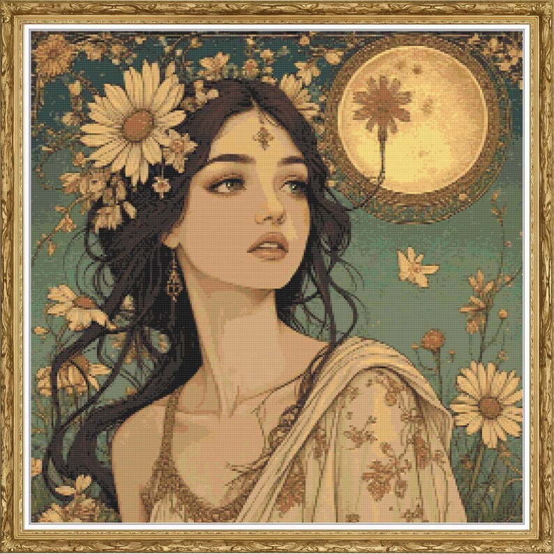 Selene Greek Moon Goddess Cross Stitch Pattern PDF | Greek Deity ...