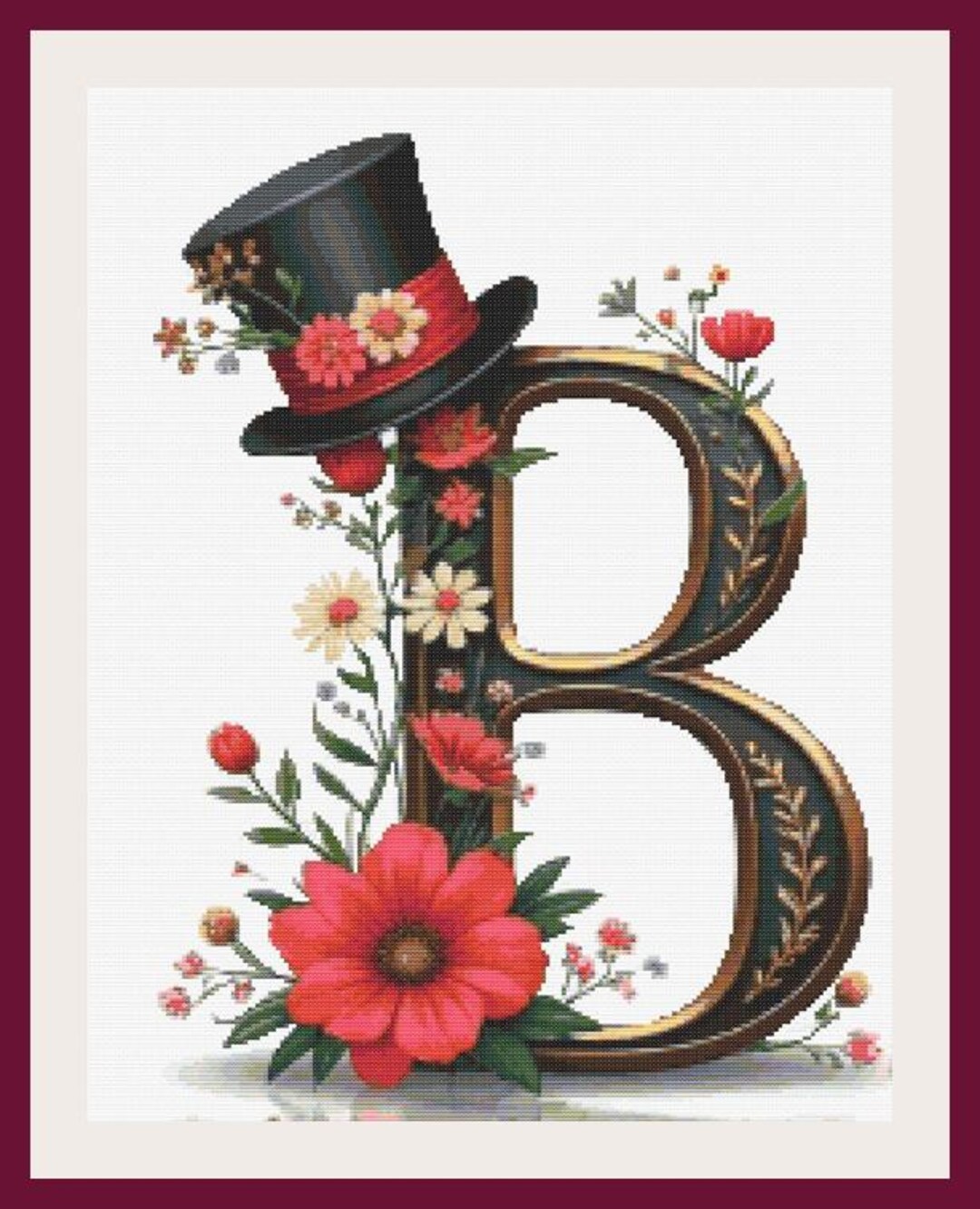 Fantasy Alphabet Monogram LETTER B Cross Stitch PDF - Etsy