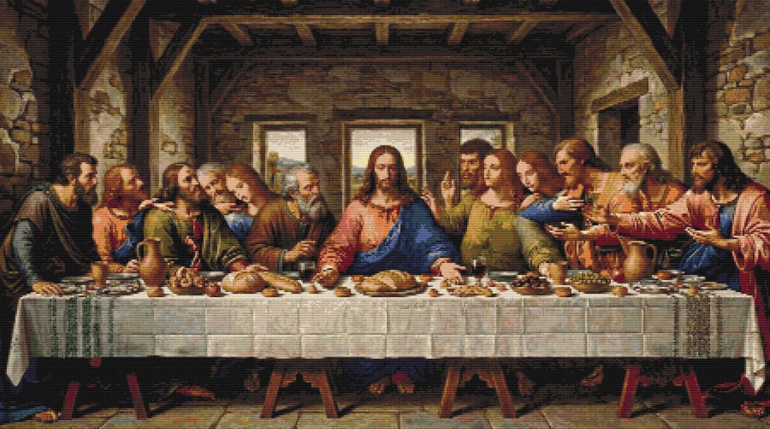 Last Supper 368 Counted Cross Stitch Pattern, Religious Masterpiece ...