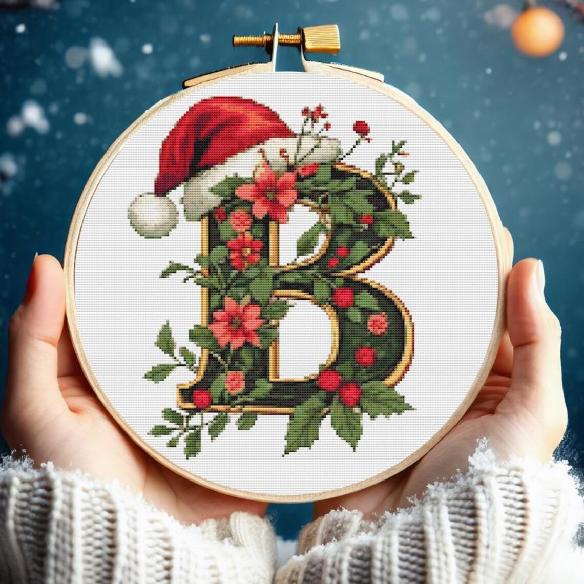 Christmas Alphabet Letter B Cross Stitch Pattern PDF | Festive Monogram ...