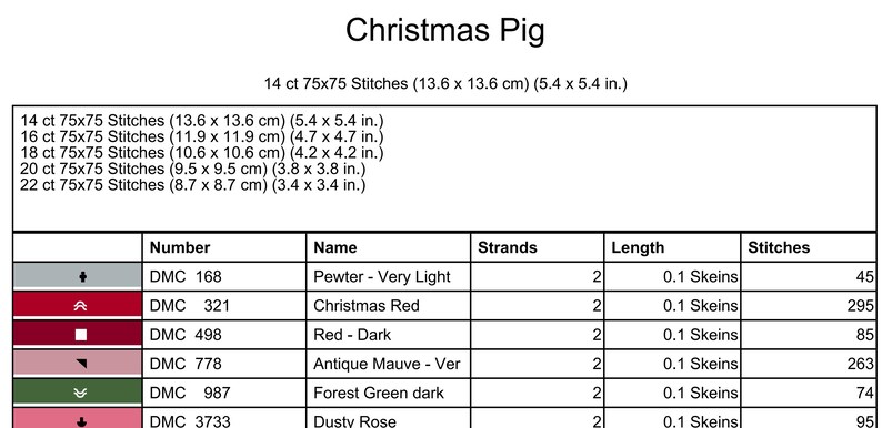 Christmas Pig 75x75 Cross Stitch Pattern PDF | Funny Holiday Animal ...