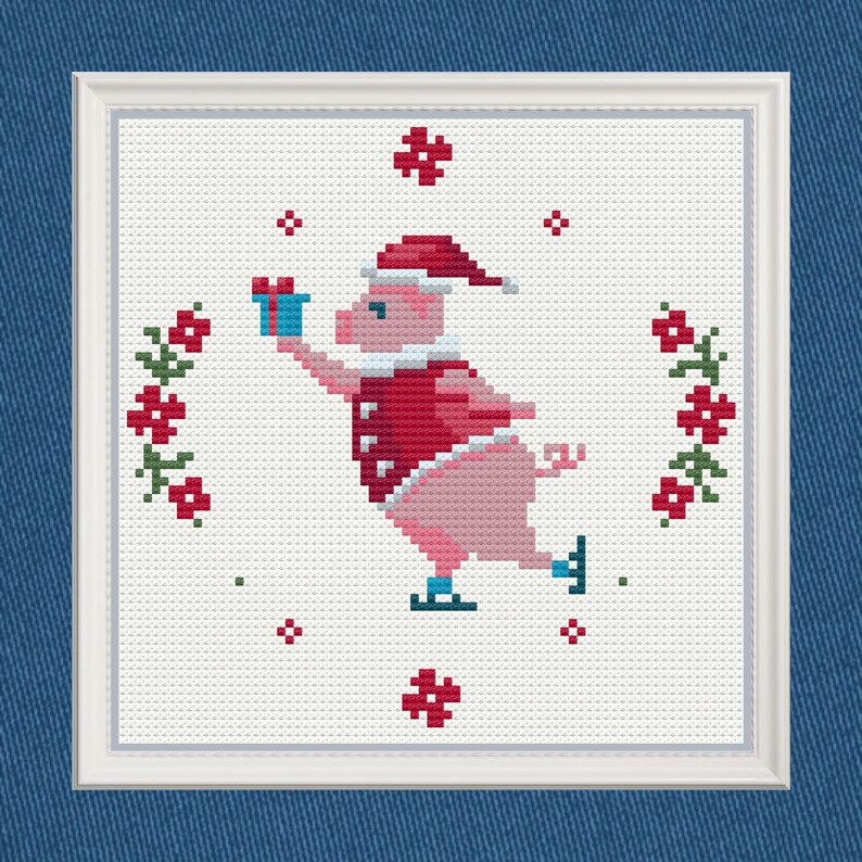 Christmas Pig 75x75 Cross Stitch Pattern PDF | Funny Holiday Animal ...