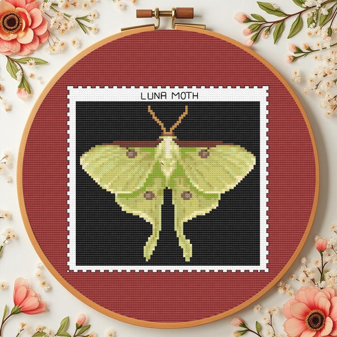 Luna Moth Stamp 92 X 85 Cross Stitch Pattern Small Size Insect ...