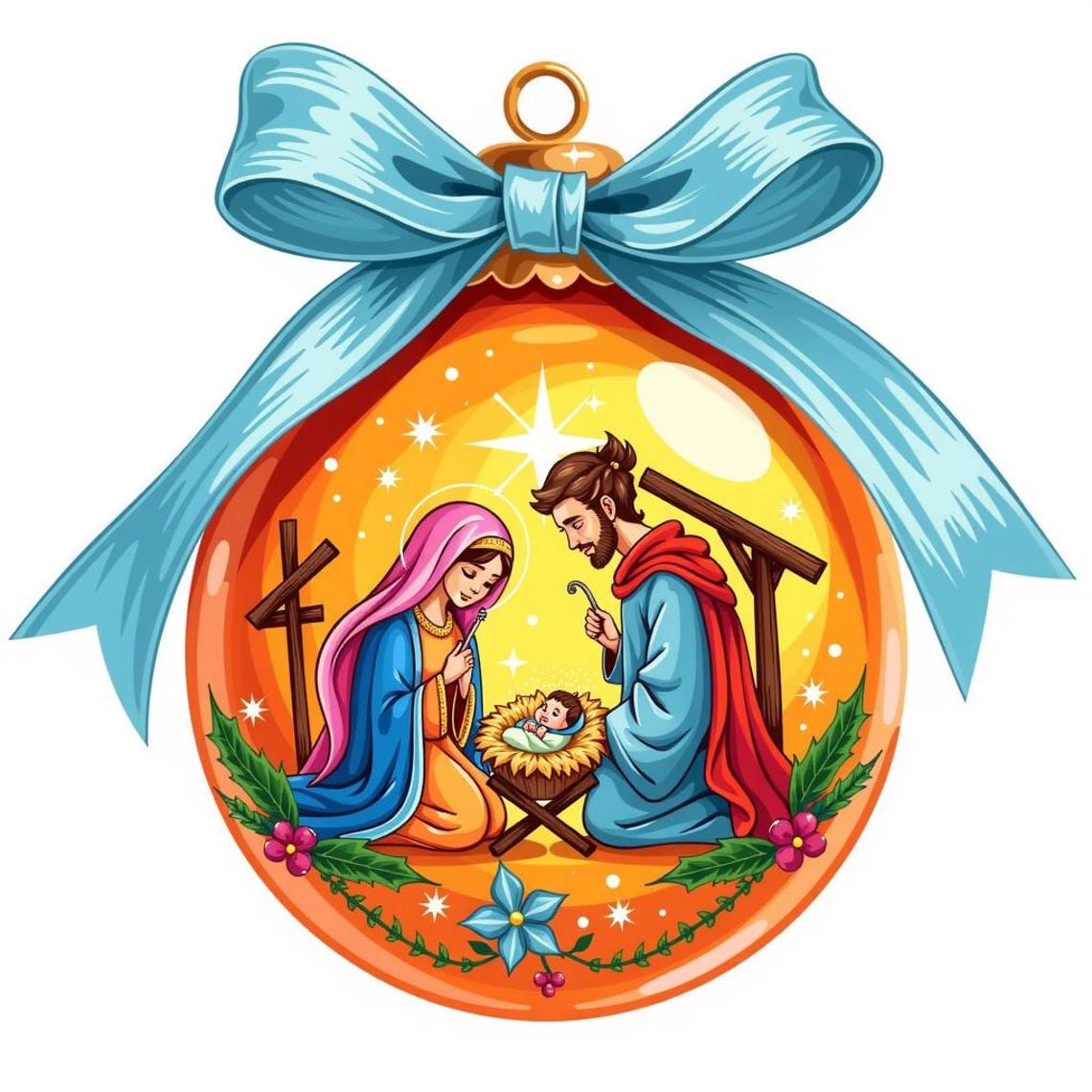 Radiant Nativity Christmas Tree Ornament Cross Stitch Pattern Holy ...