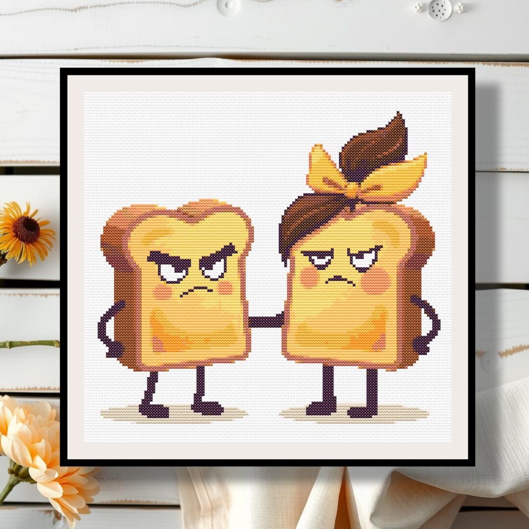 Mr and Mrs Angry Toast Counted Cross Stitch Pattern PDF – Funny Cartoon ...