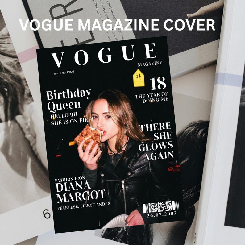 Birthday Vogue Magazine Cover Invite,personalized Birthday Gift,gift ...
