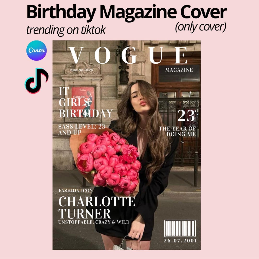 Vogue Birthday Magazine Cover,birthday Invite Template,birthday Card ...