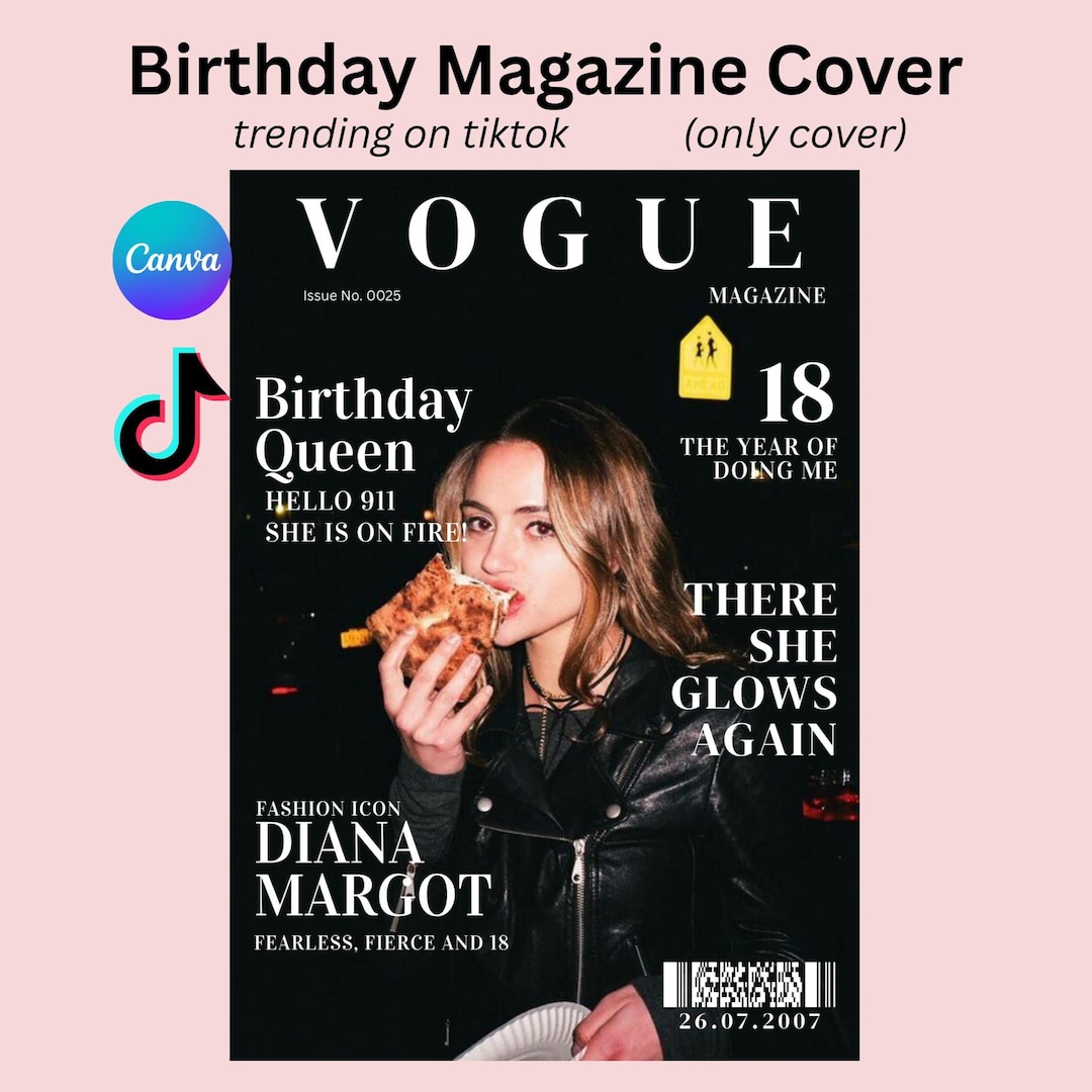 Birthday Vogue Magazine Cover Invite,personalized Birthday Gift,gift ...