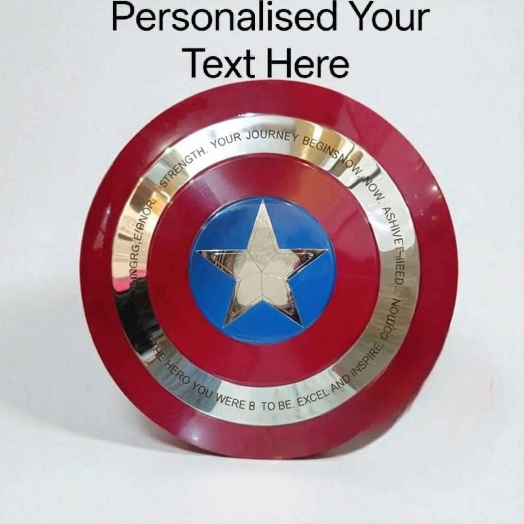Personalized Captain America Shield, Engraved Text, Custom Superhero ...