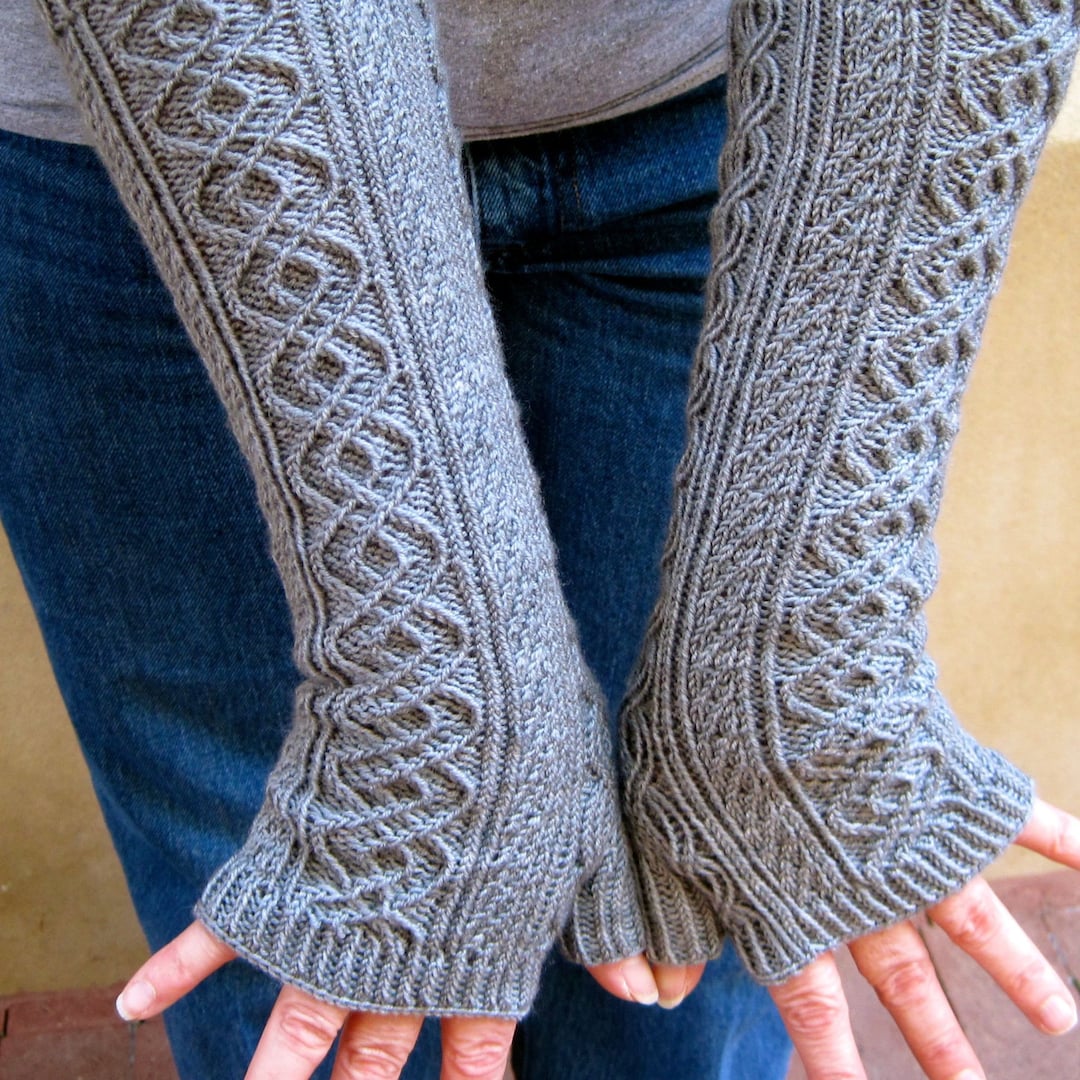 Knit Mitt Pattern: Totally Cabled Long Fingerless Mitt Knitting Pattern ...