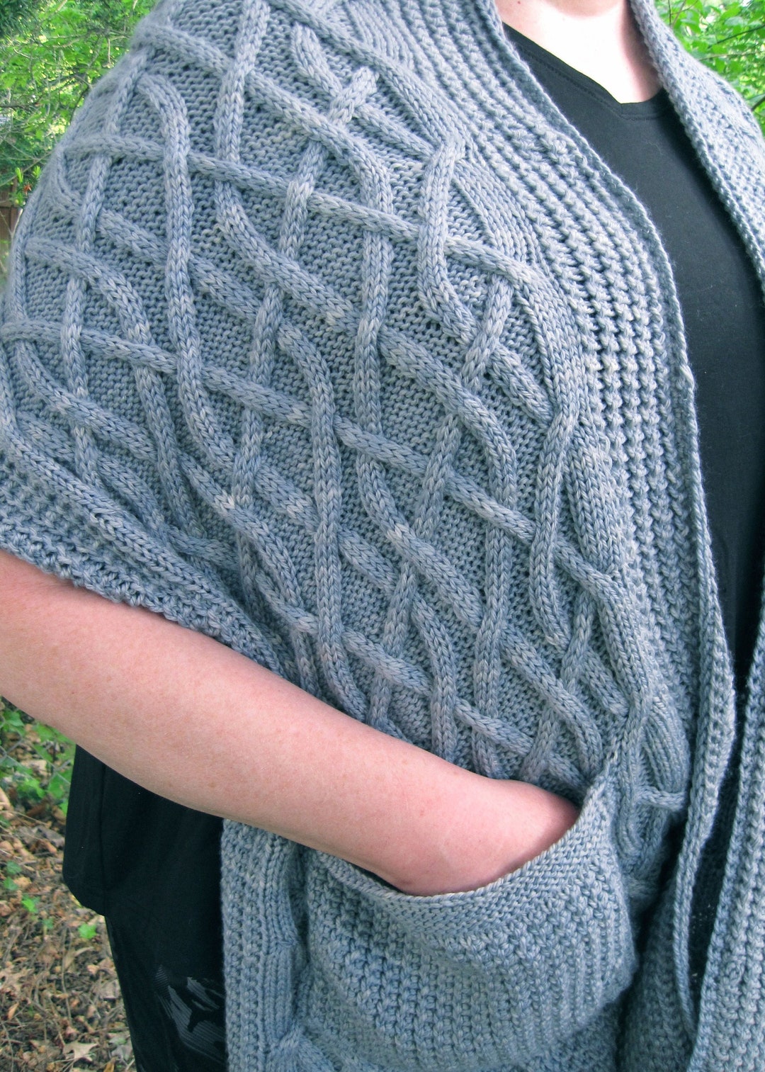 Warm Pocket Shawl Pattern: Warm Leitrim Pocket Shawl Knitting Pattern ...