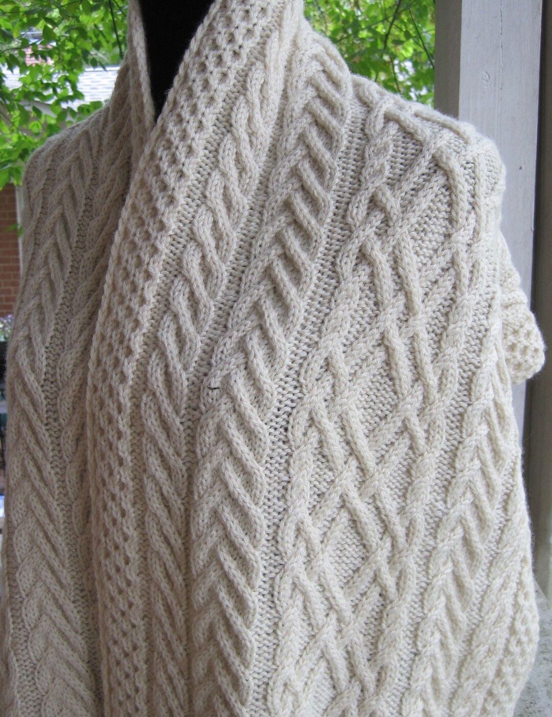 Cabled Knit Shawl Pattern: Aran Fisherman Style (PDF Pattern) - Etsy