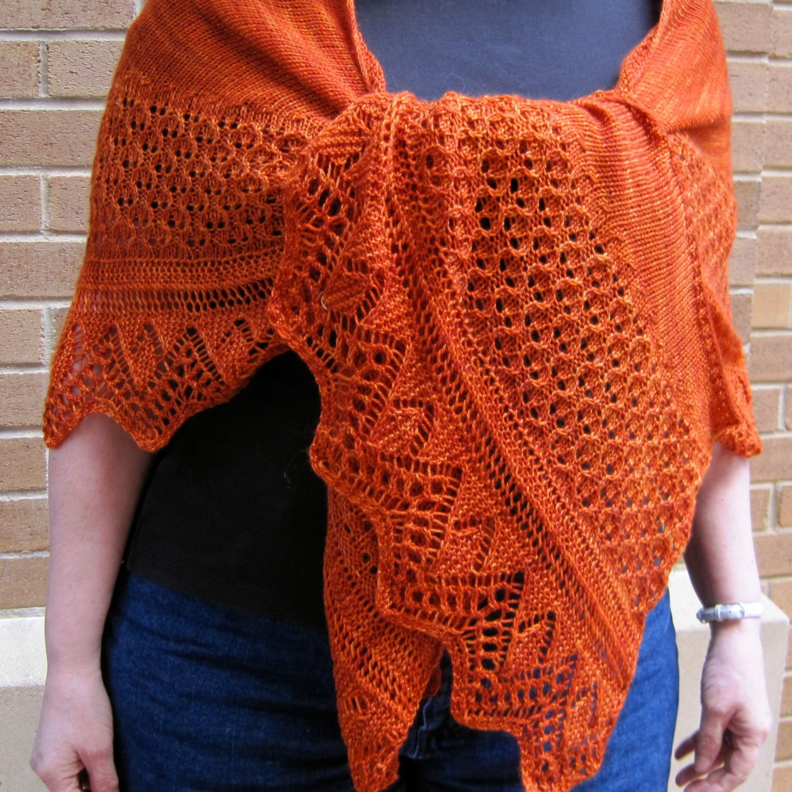 Knit Crescent Shawl Pattern: Alpine Edged Long Wingspan Shawl Knitting ...