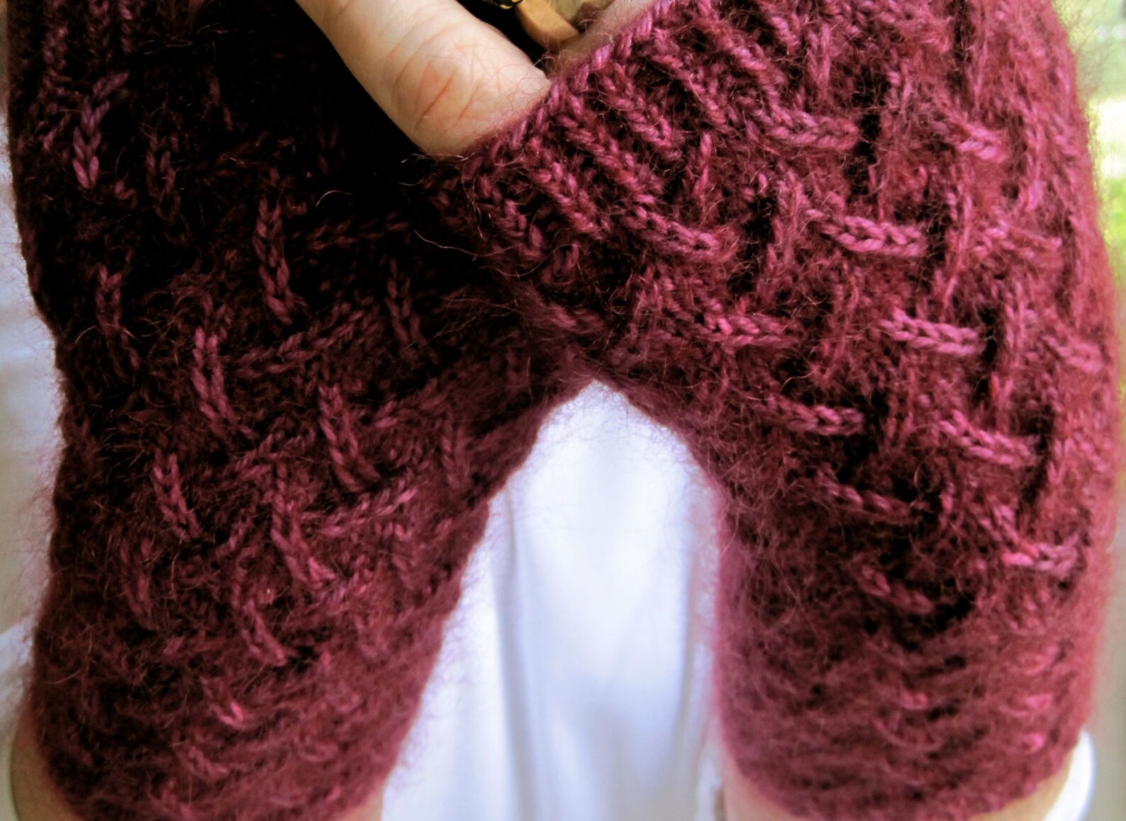 Knit Fingerless Mitts Pattern: Fuzzy Zig Zag Lace Fingerless Mitt ...