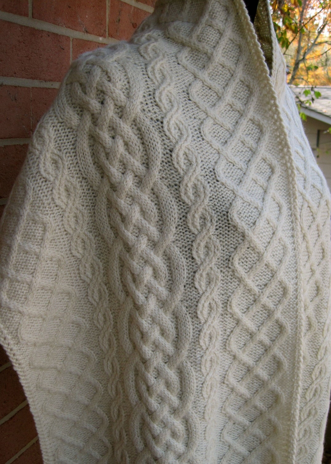 Knit Cabled Shawl Pattern: Girvan Aran Cable Design (PDF Pattern) - Etsy