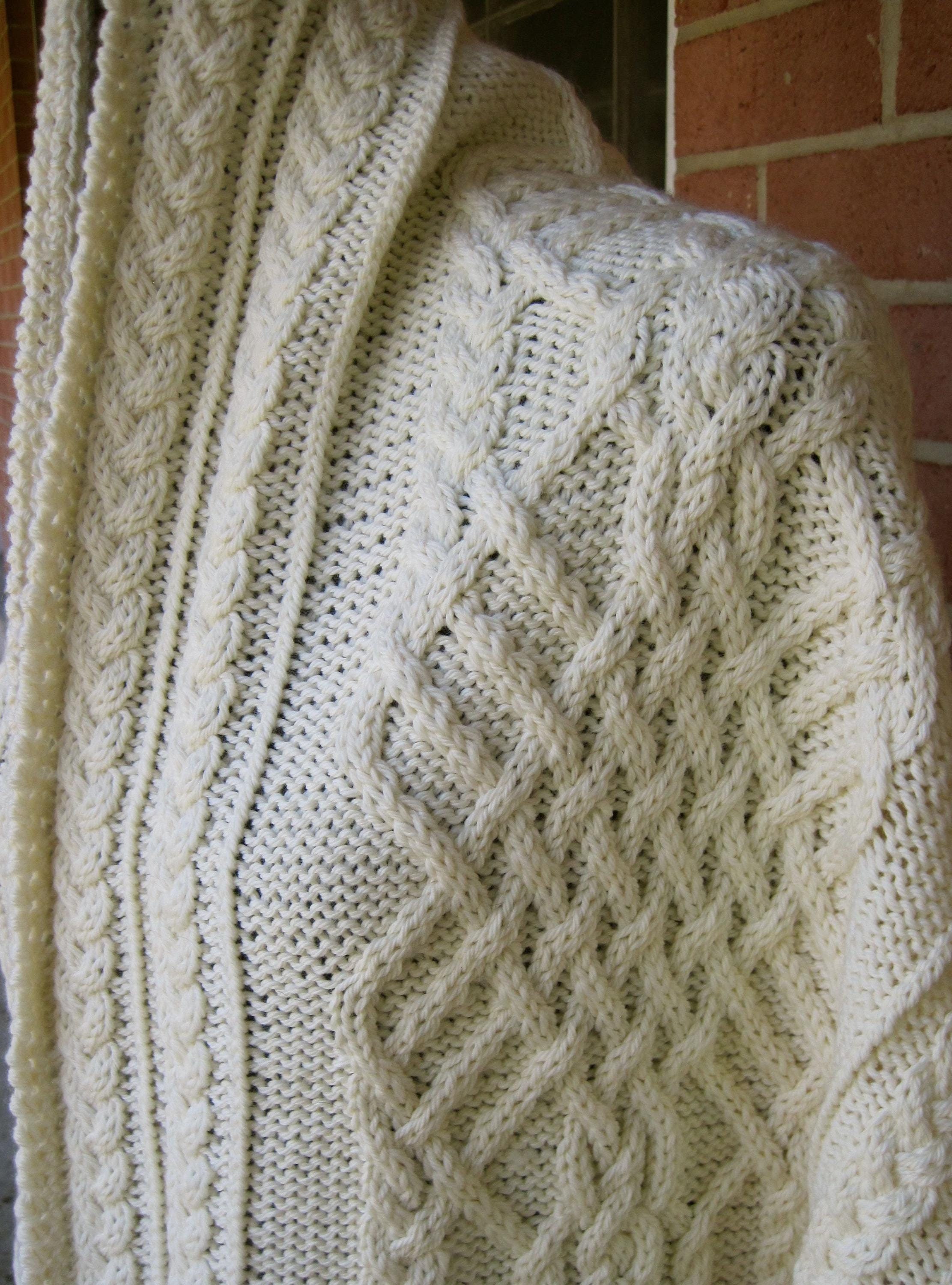 Cabled Knit Shawl Pattern: Warm Aran Style (PDF Pattern) - Etsy