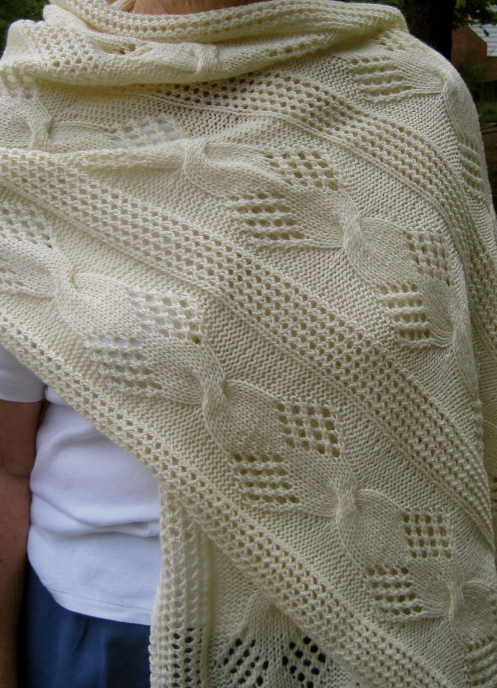 Knit Wrap Pattern: Mesh and Cable Lace Shawl Knitting Pattern - Etsy