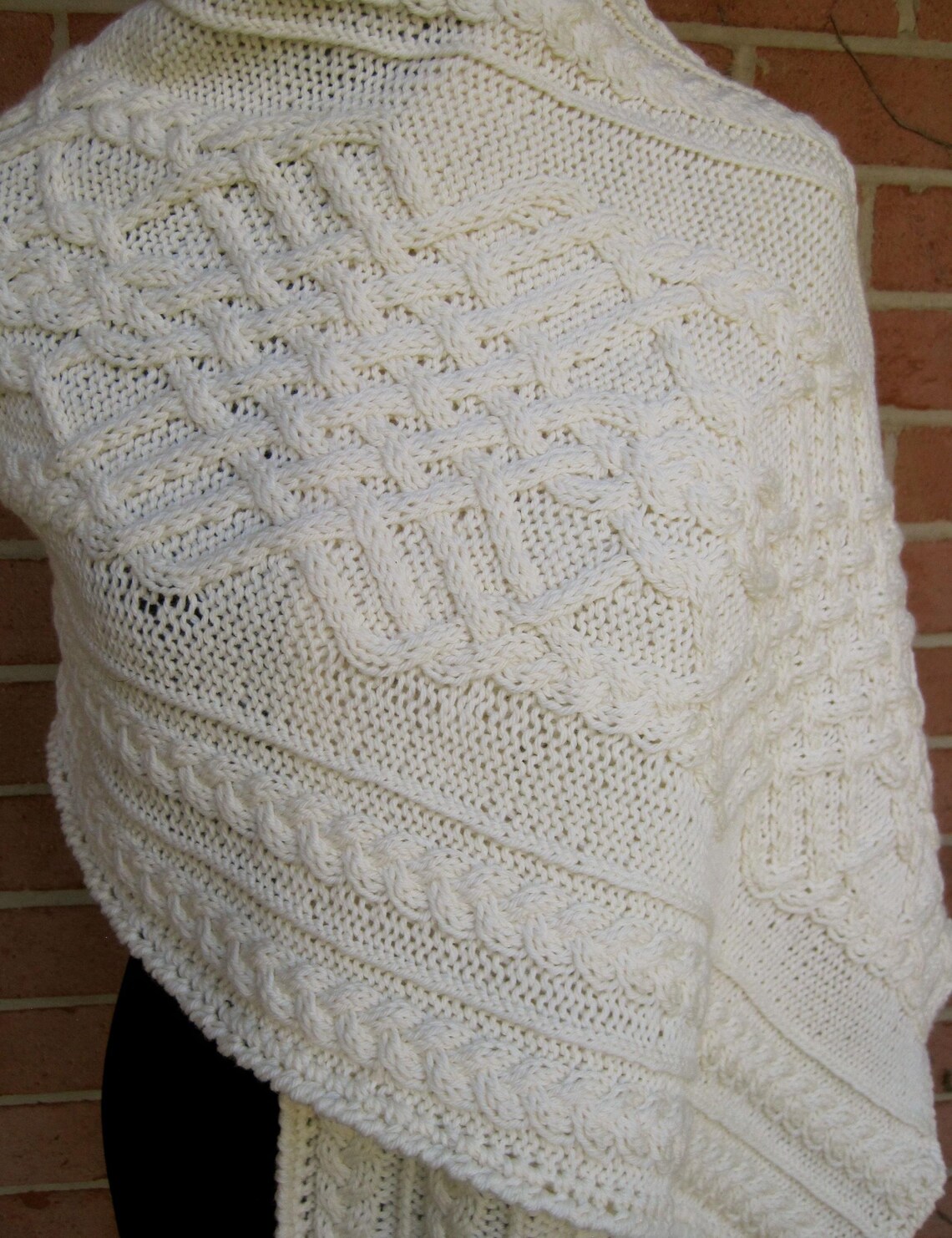 Cabled Knit Shawl Pattern: Warm Aran Style (PDF Pattern) - Etsy