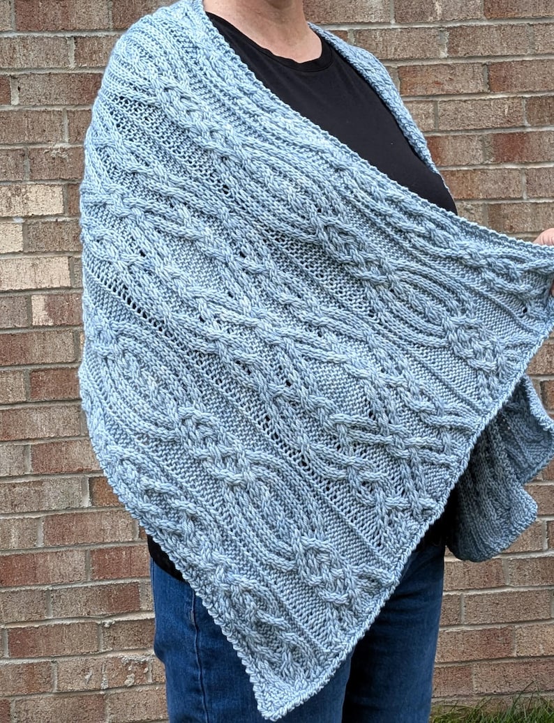 Knit Shawl Pattern: Crimona Cabled Shawl Knitting Pattern - Etsy