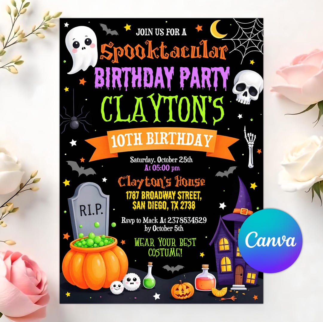 Spooky Birthday Invitation | Editable Digital Download | “let's Get ...