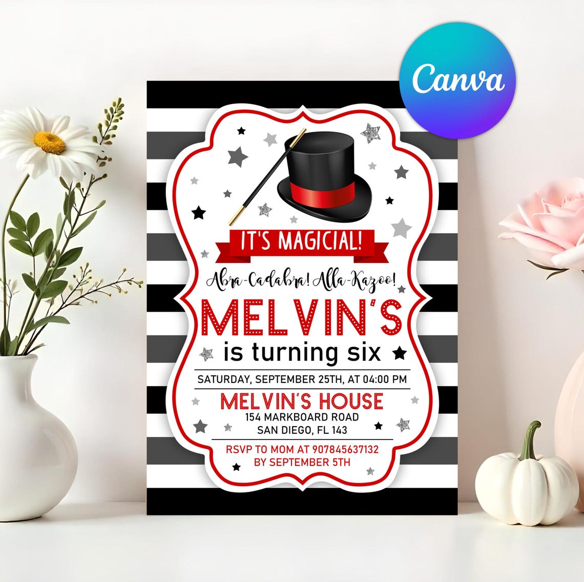 Magic Party Invitation, Magic Birthday Invitation, Magician Invitation ...
