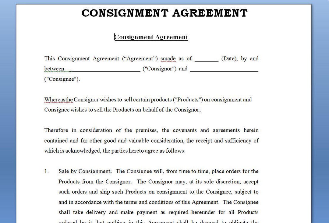 Editable Consignment Agreement - Etsy